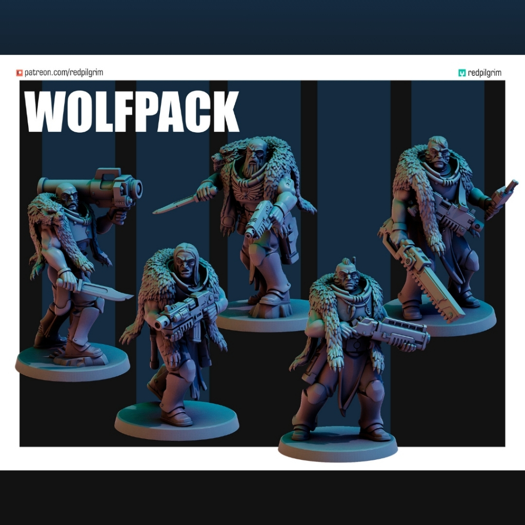 Wolfpack - Humanoid Human / 32mm scale 3D printed miniature RPG Others ...