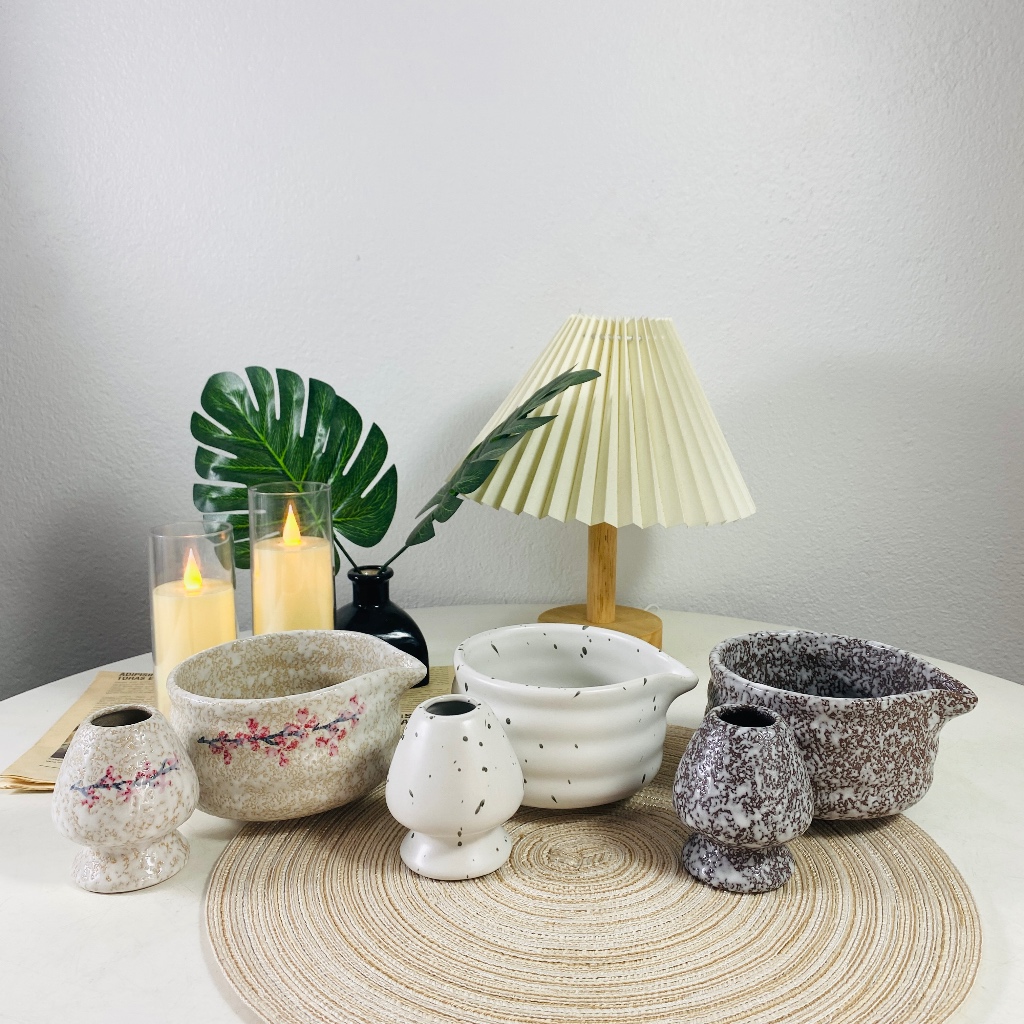 Chawan & Chasen holder ถ้วยชงมัทฉะ แก้วชงมัทฉะ แท่นวางแปรงมัทฉะ อุปกรณ์ ...