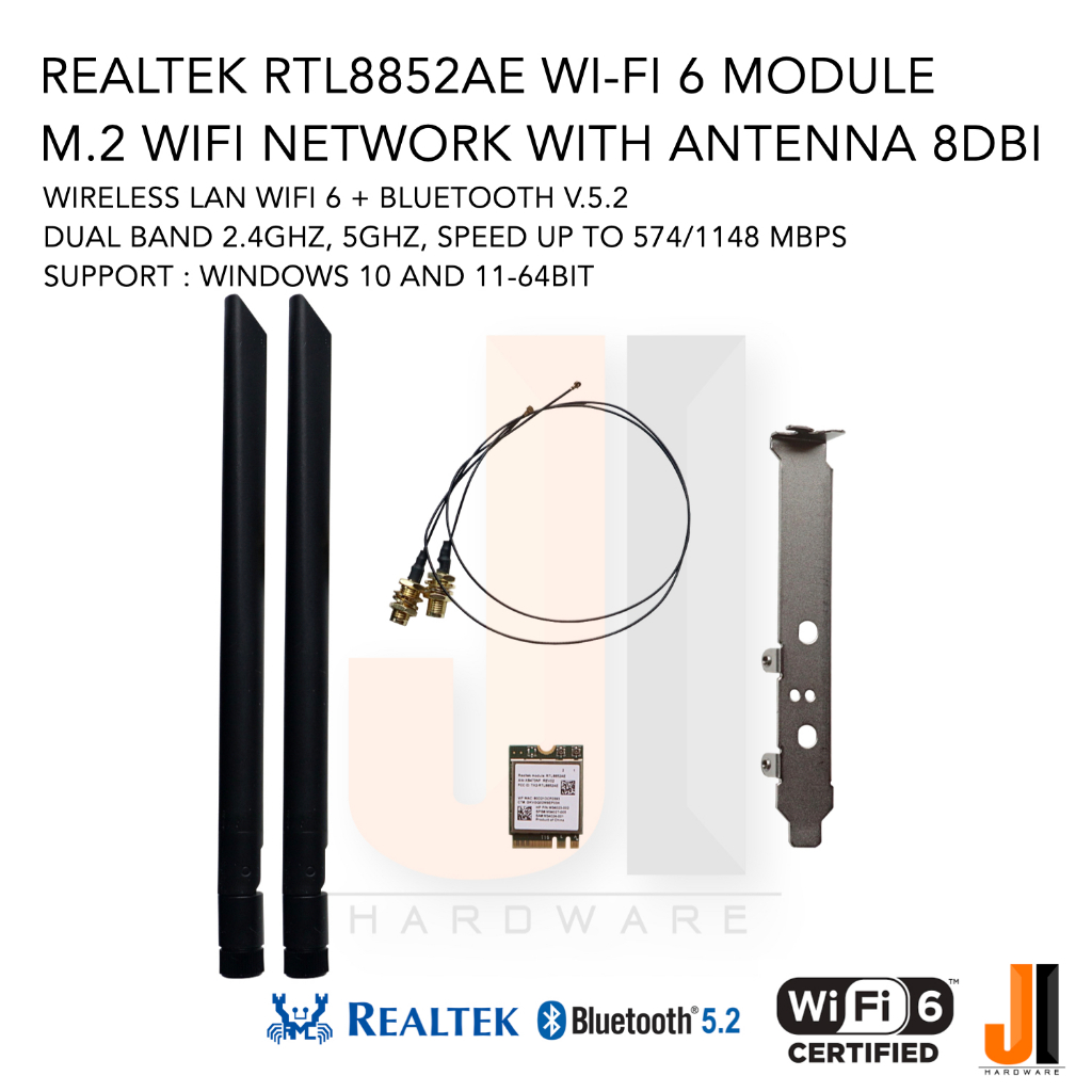 Realtek RTL8852AE Wi-Fi 6 M.2 wifi + bluetooth v.5.2 dual band ...