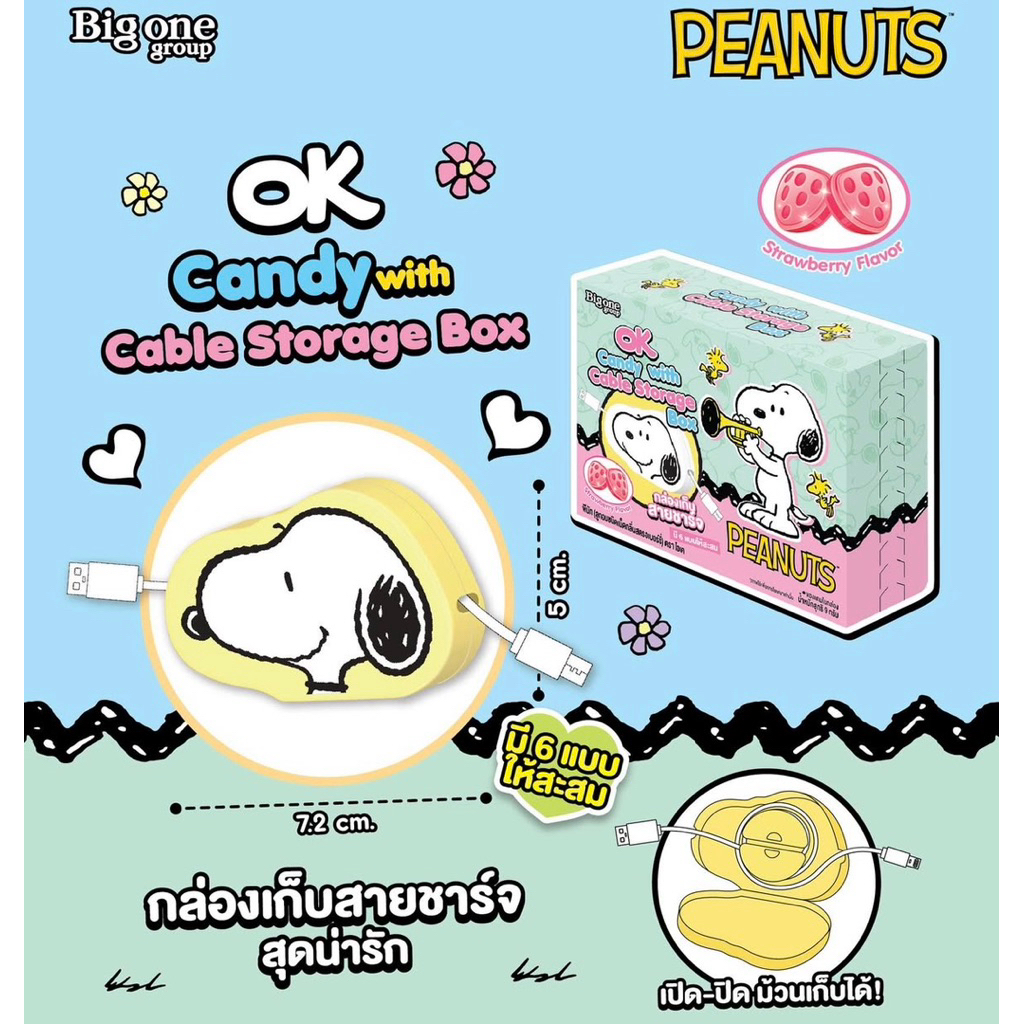 ส่งด่วน!! เคเบิ้ลเคส กล่องเก็บสายชาร์จ/สายหูฟังสนูปปี้ Snoopy - Peanuts ...