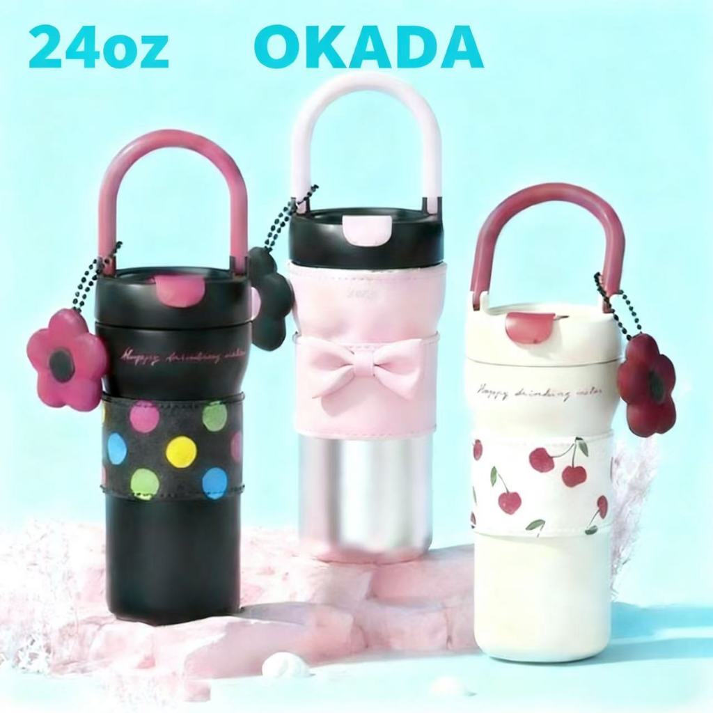 OKADA (24oz) 316 สแตนเลส ถ้วยเทอร์โมส เปลือกชั้นในเซรามิก จับถ้วย ฉนวน ...