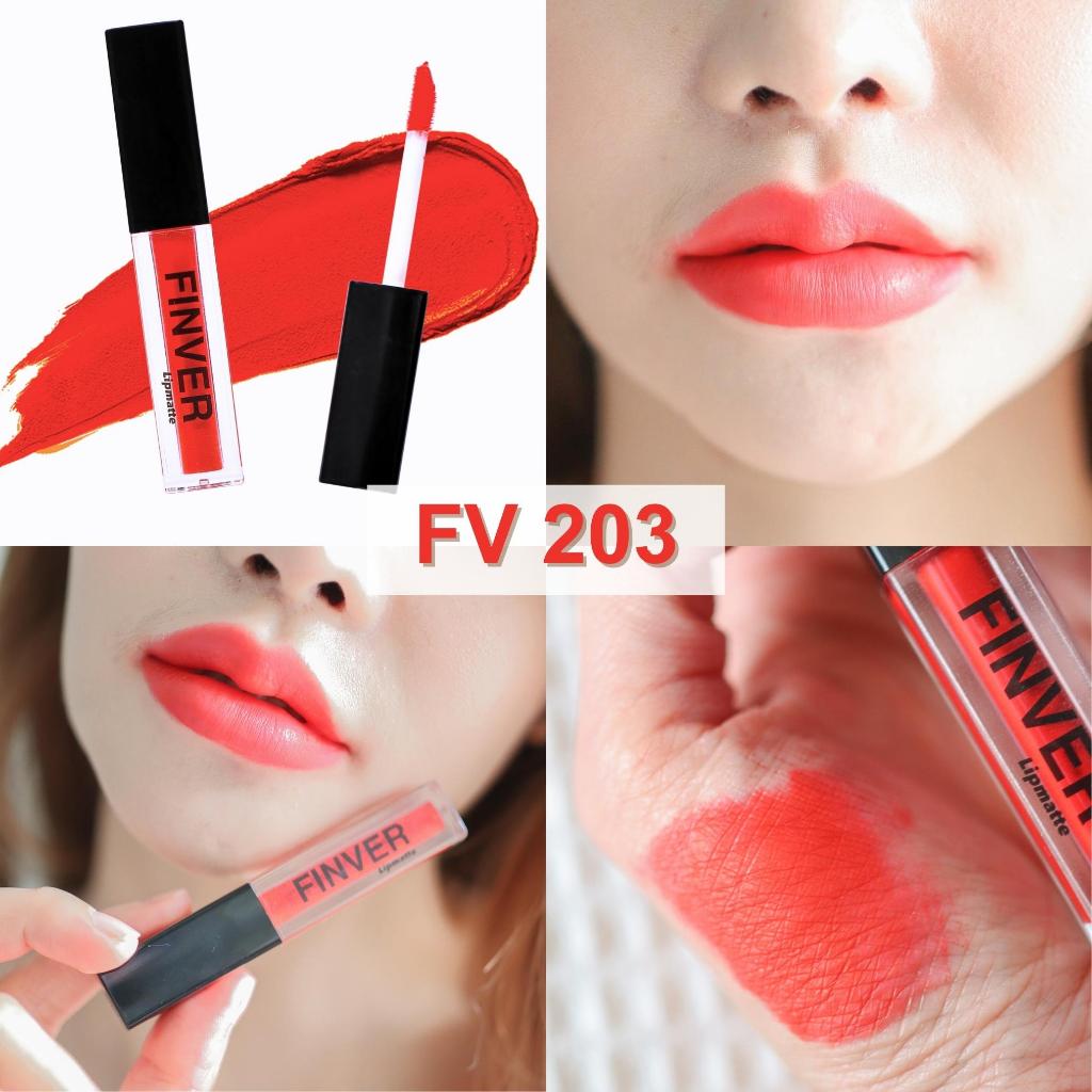 สีแดง อมส้ม 203 ลิป ฟินเวอร์ By FiNVALA ลิปแมท จุดเด่น สีสวย กันน้ำ ...