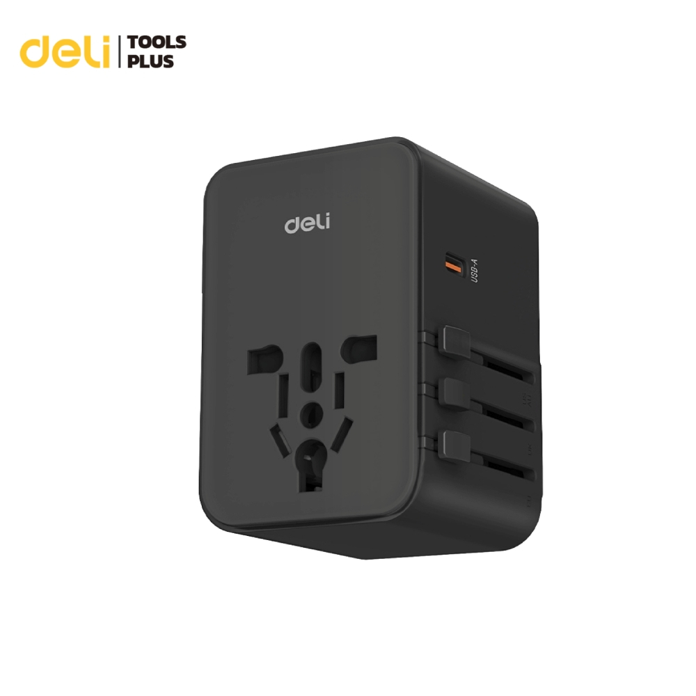 Deli หัวแปลงปลั๊ก ปลั๊กแปลง ชาร์จต่างประเทศ USB A+C ชาร์จเร็ว 70W ...