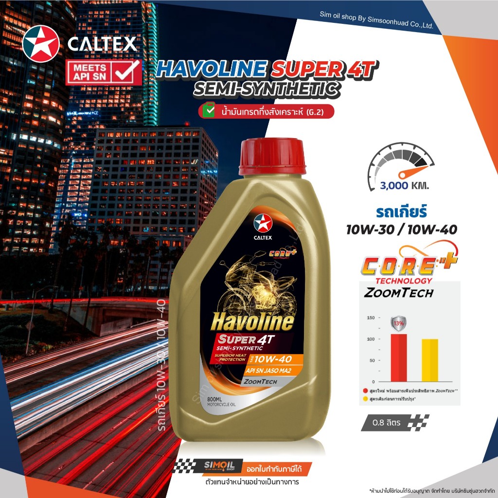 Caltex Havoline Super4T Semi-Synthetic SAE10W-30/10W-40 800ml ...