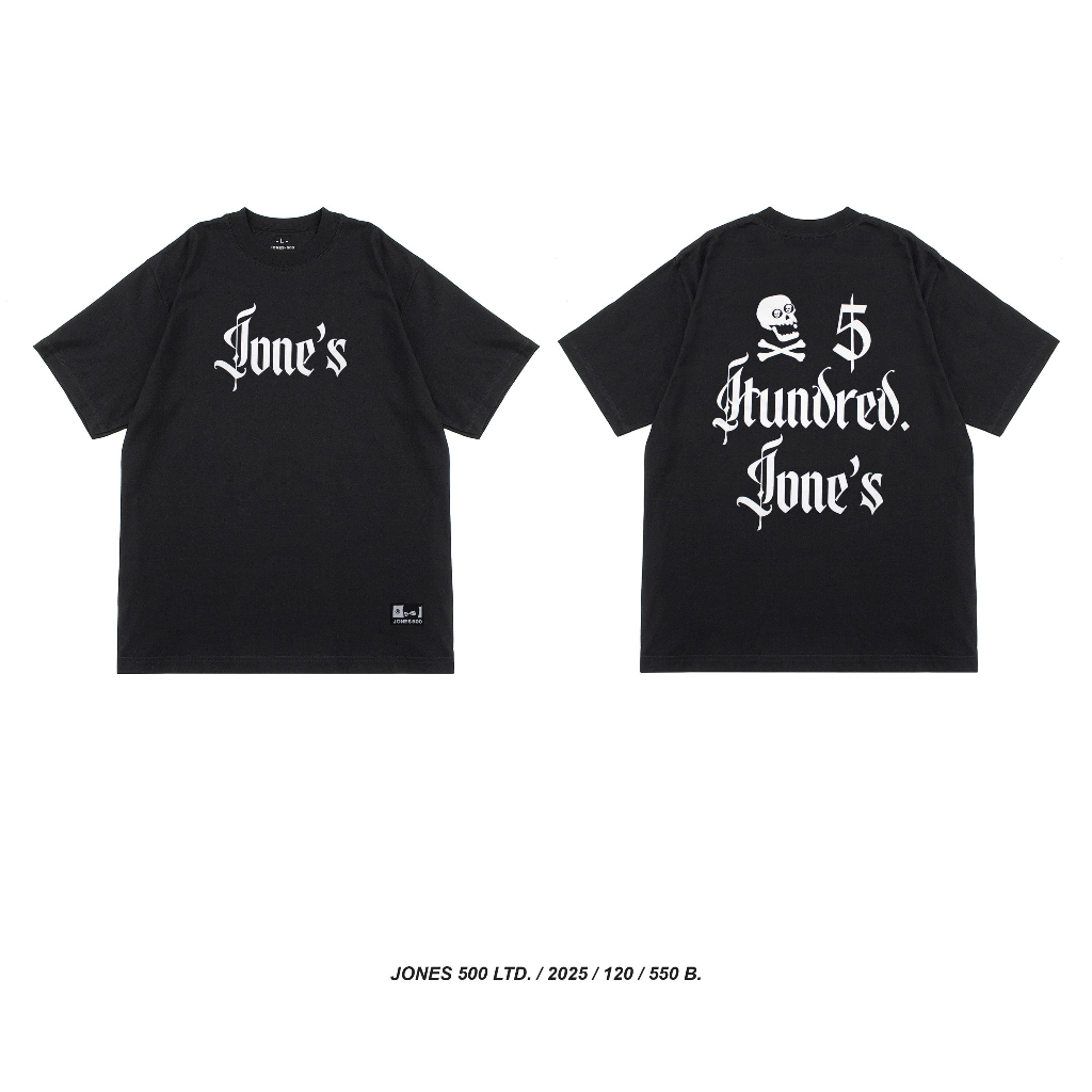 120-2025 : SKULL FIVE HUNDRED JONES / Black / T-Shirt 550 B. | Shopee ...