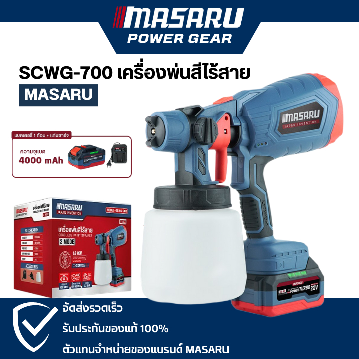 Masaru เครื่องพ่นสีไร้สาย รุ่น SCWG-700 กาพ่นสีไร้สาย ทาสีบ้าน น้ำหนัก ...
