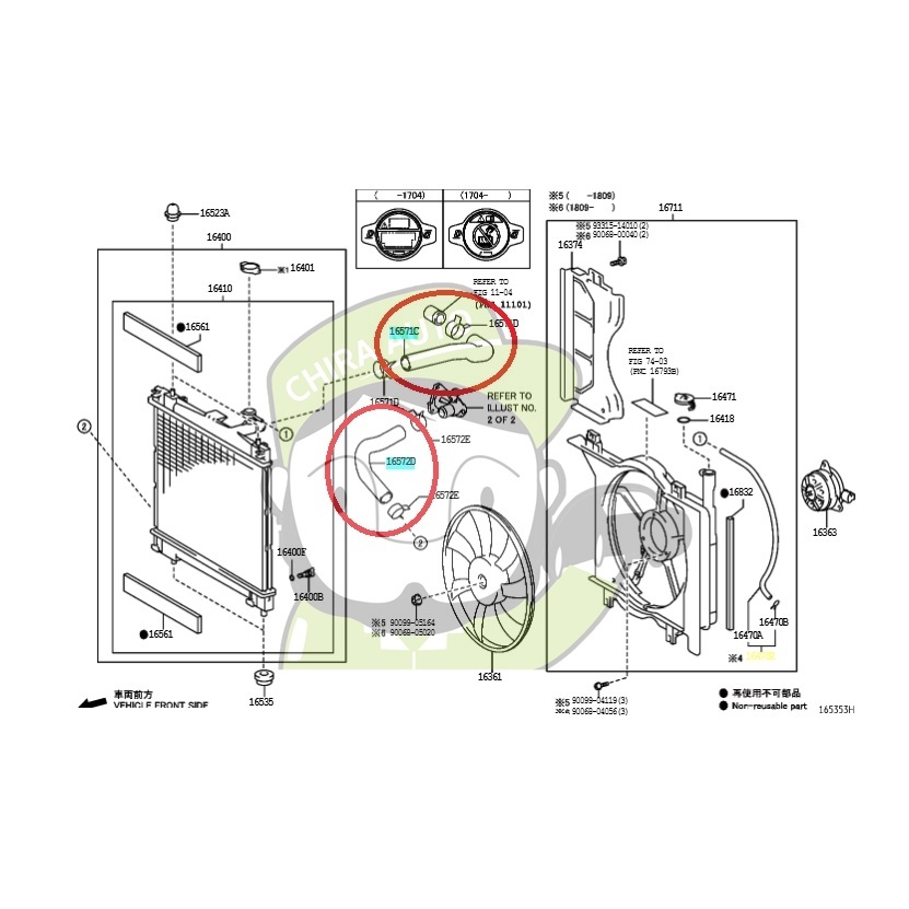 ท่อยางหม้อน้ำบน - ล่าง TOYOTA YARIS เครื่อง 1.2 ปี 13-18 (16571-0Y100 ...