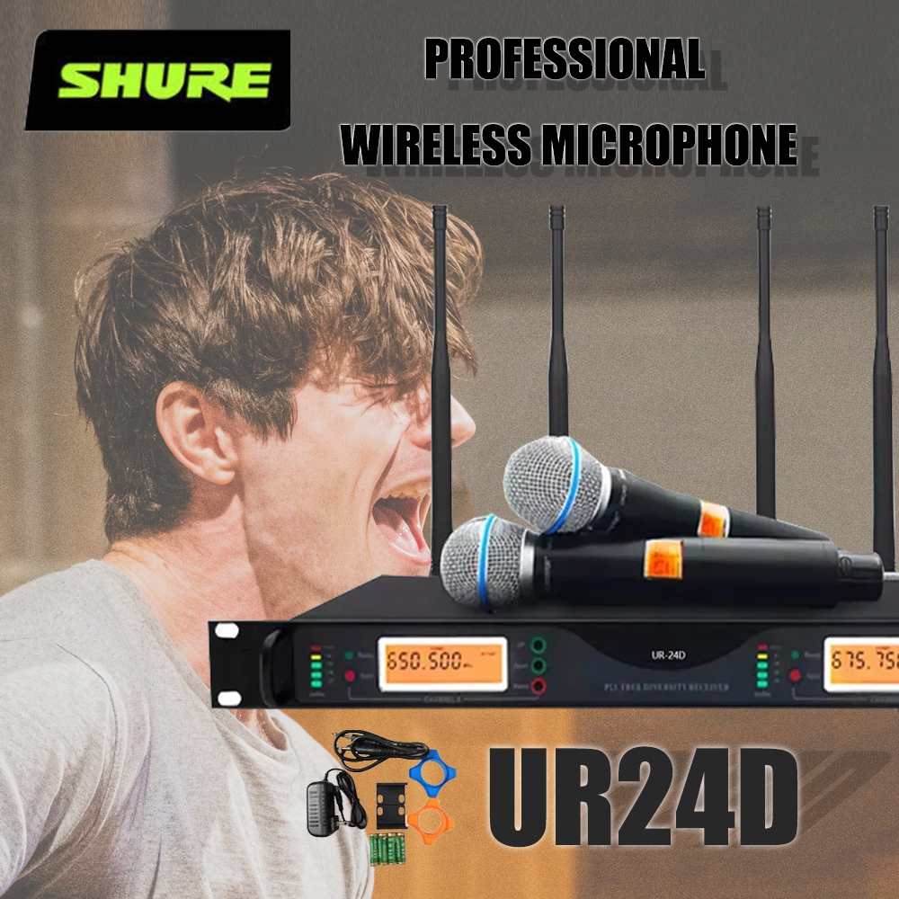 SHURE UR24D ไมโครโฟนกันสะเทือนเทรนด์ใหม่ไมโครโฟนคู่ไมโครโฟนไร้สายการรับ ...