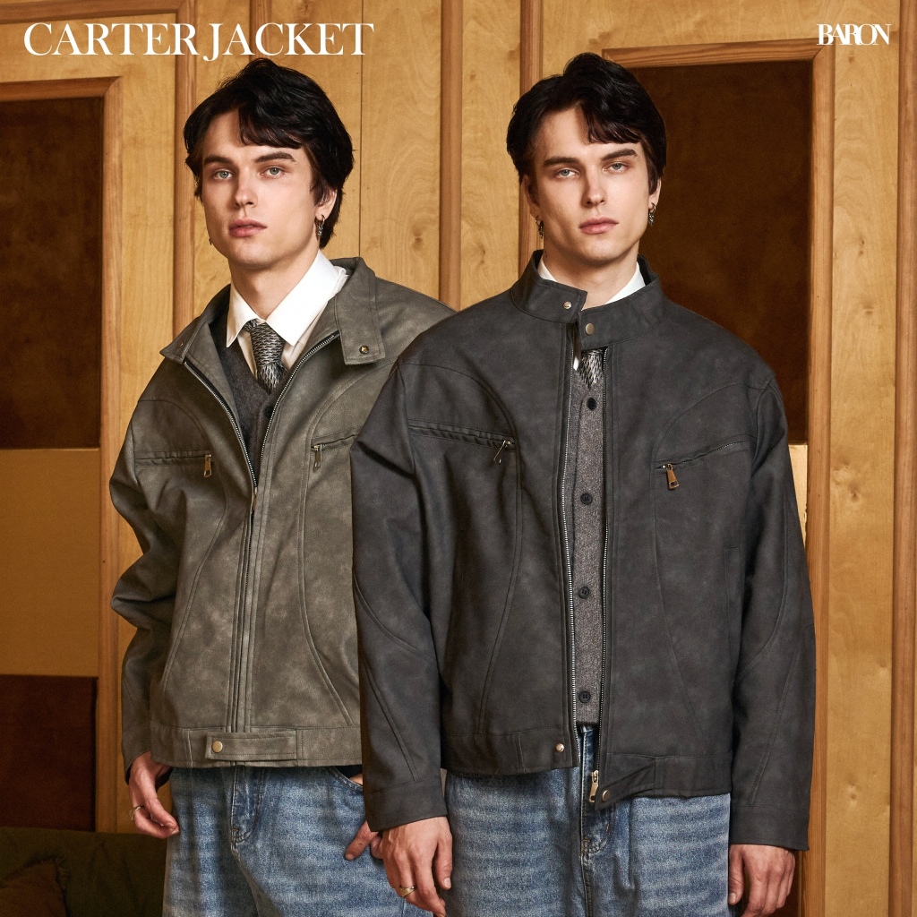 BARON CARTER JACKET แจ็กเก็ตหนังคลาสสิก ทรง Regular Fit คอจีนพร้อม ...