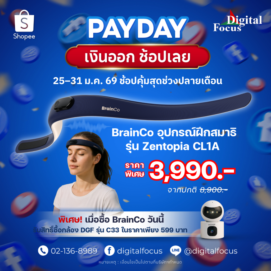 BrainCo รุ่น ZentopiaCL1A อุปกรณ์วัดคลื่นสมอง (EEG) เพื่อการฝึกสมาธิและ ...