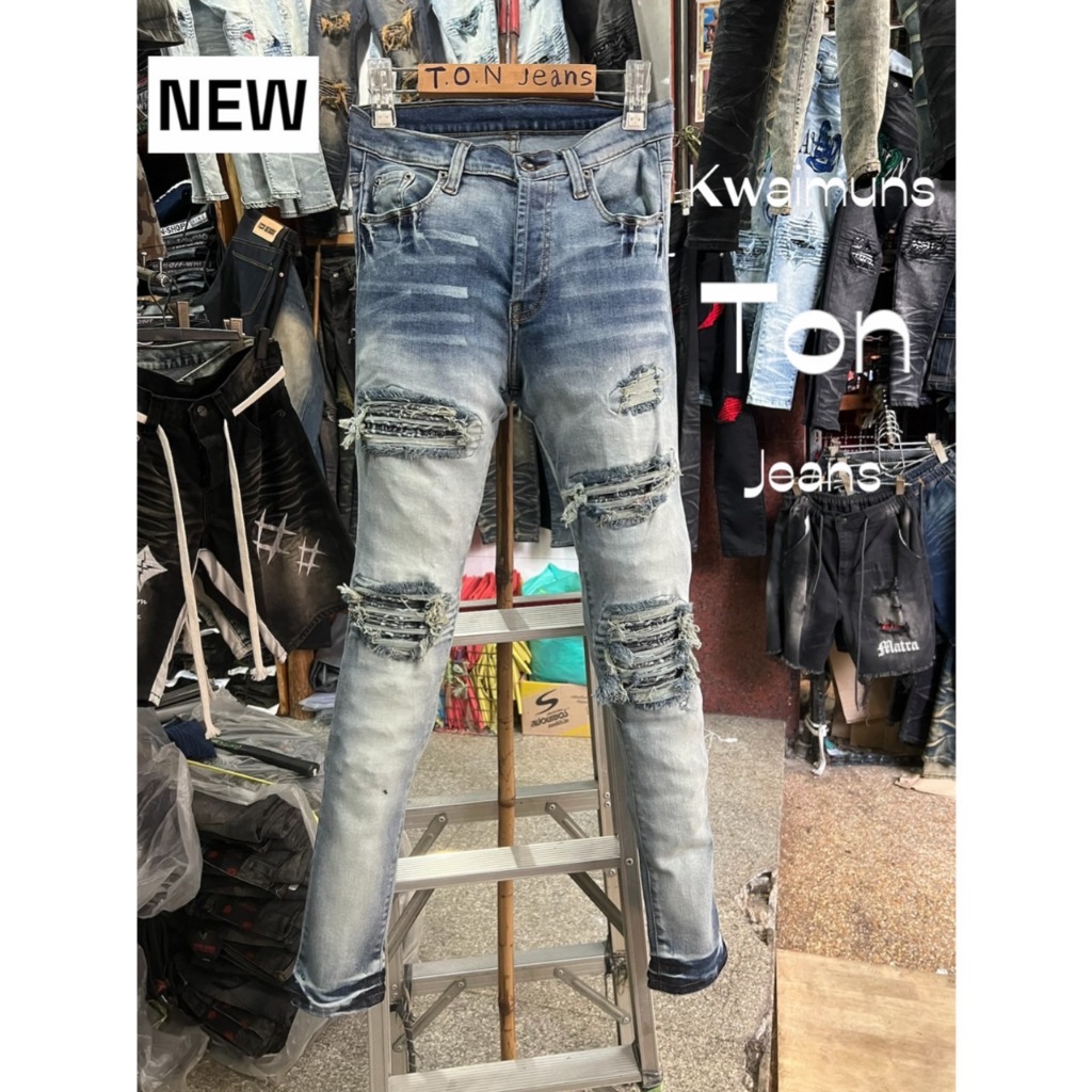 🔥 NEW! Ton Jeans 🔥 กางเกงยีนส์ขาเดฟผ้าอก แต่งขาดดีไซน์เท่ ใส่แล้วโคตร ...