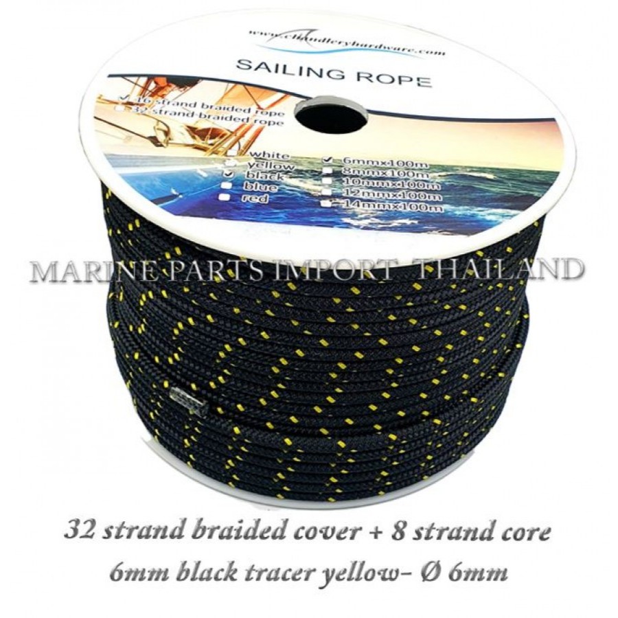 Rope Polyester boat/marine sailboat line 32 strand braided cover + 8 ...