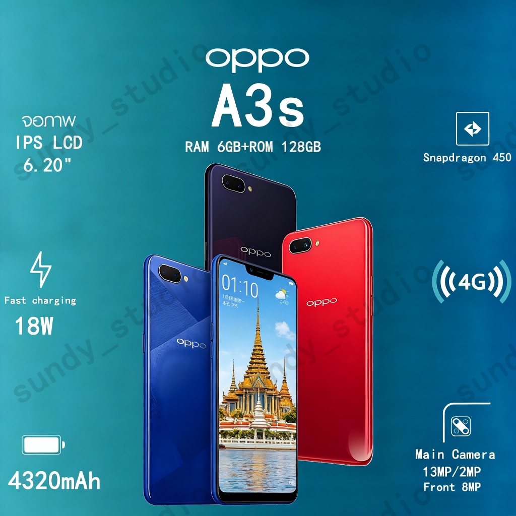 oppo a3s มือถือสมาร์ทโฟน Ram6GB Rom128GB กว้าง6.2 นิ้ว แบตเตอรี่ ...