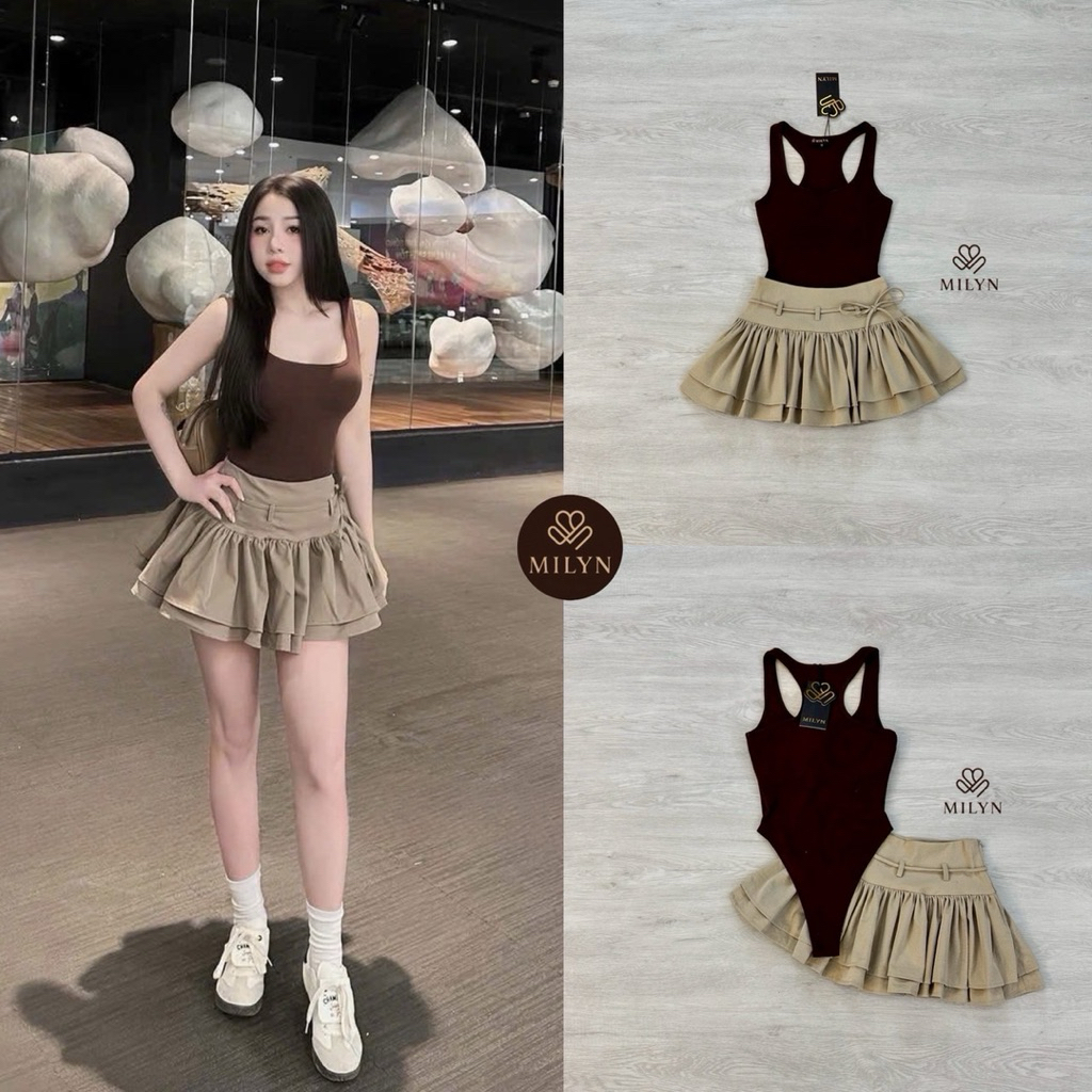 [MILYN] SET สุดคิ้วท์ บอดี้สูทแขนกว้างเข้ารูป สีไวน์แดง เนื้อผ้ายืดนุ่ม ...