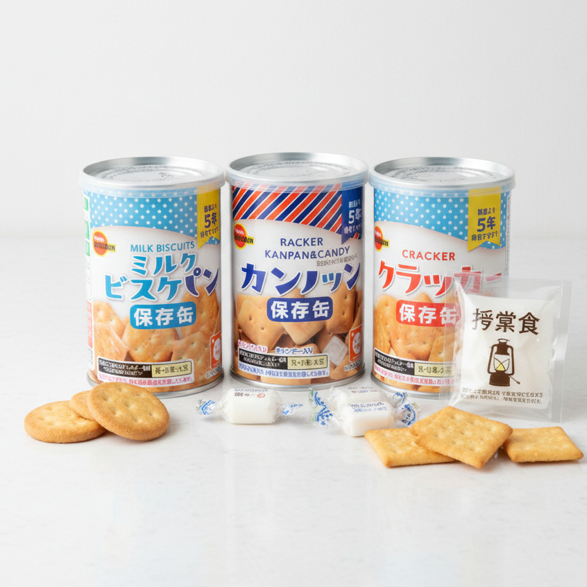 Bourbon ขนมญี่ปุ่นสำรองฉุกเฉิน 3 ชนิด Kanpan & Candy, Canned Crackers ...