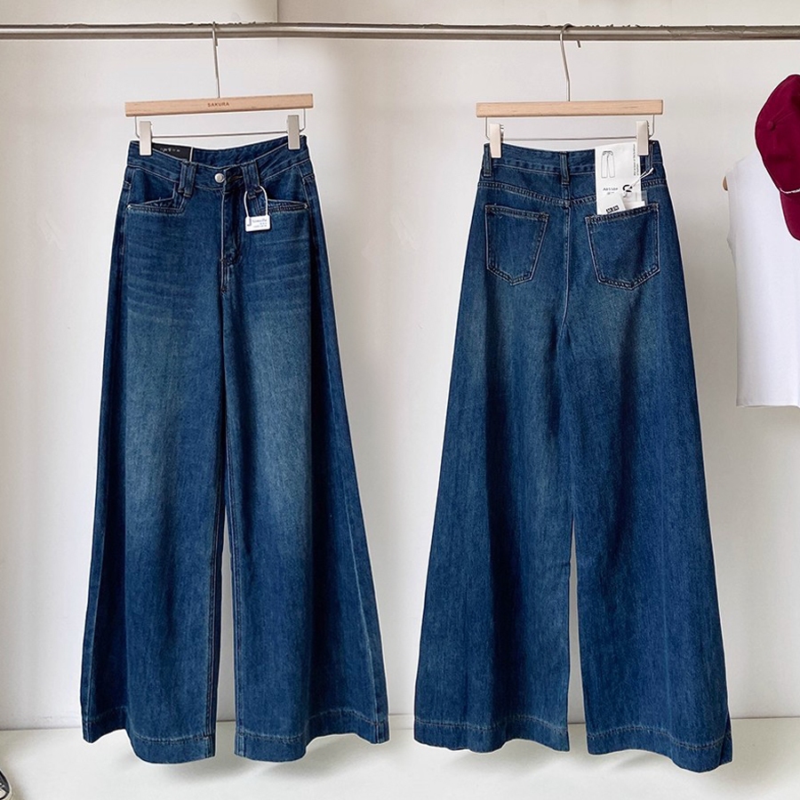 S~5XL Jeans for women กางเกงยีนส์สีน้ำเงินเอวสูงโอเวอร์ไซส์ กางเกงขา ...