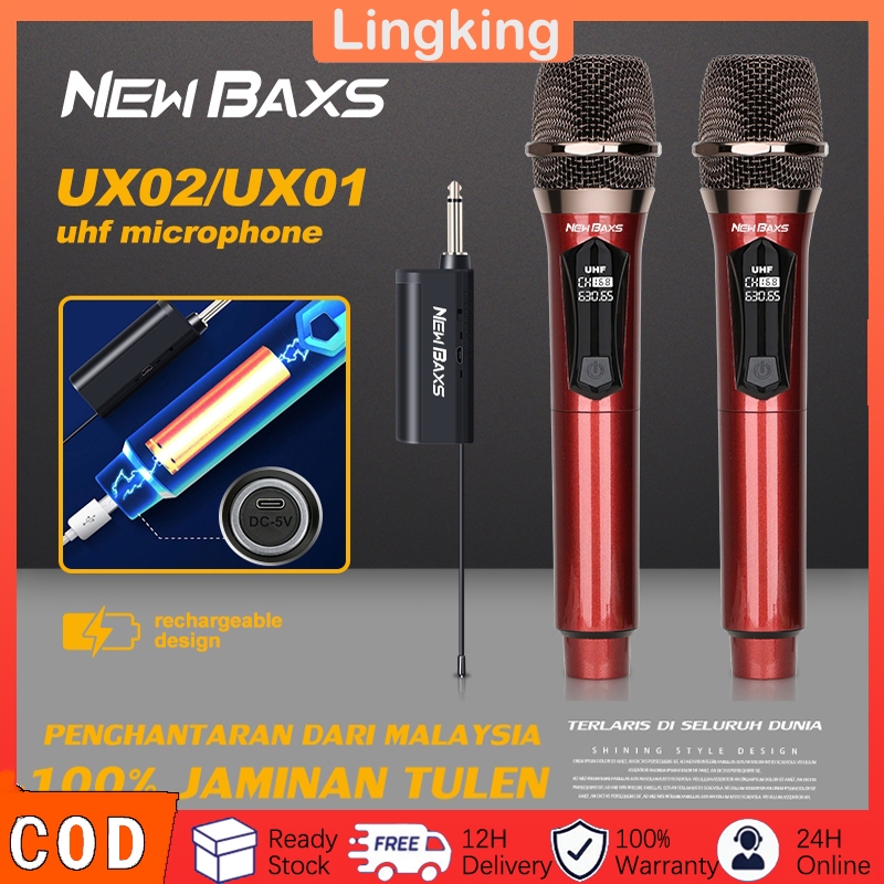 NEW BAXS SU601/SU602 ไมโครโฟนไร้สาย 2 ไมโครโฟนแบบใช้มือถือ 50M ระยะทาง ...