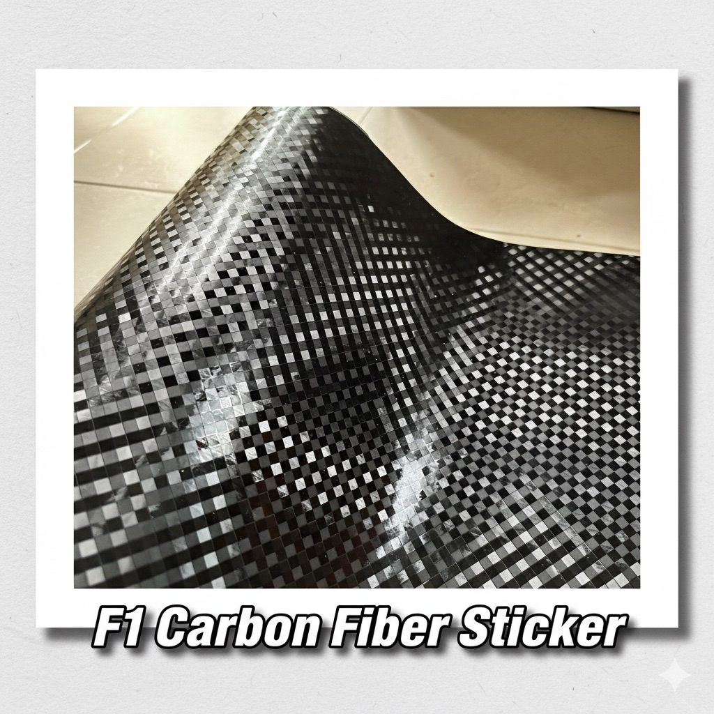 สติ๊กเกอร์ลายเคฟล่า F1 / ลายธงหมากรุก (Carbon Fiber F1 / Checkered Flag ...