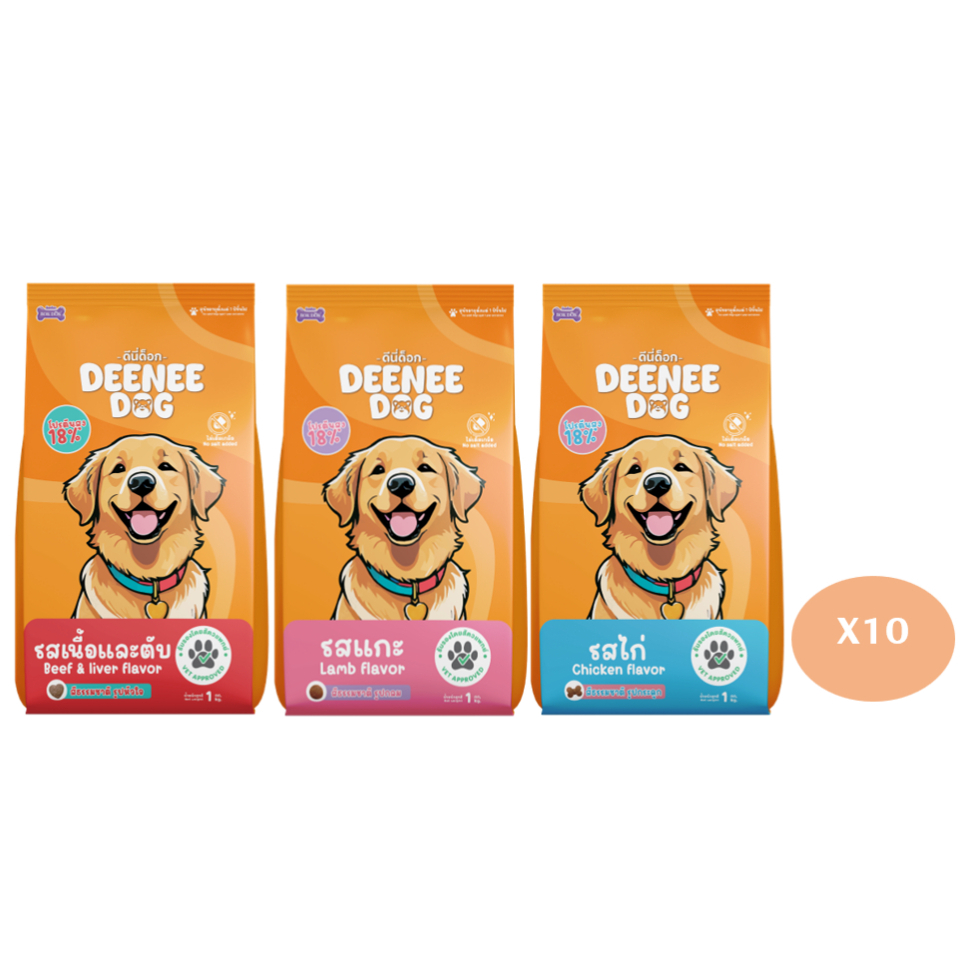 DEE NEE DOG ดีนี่ ด็อก อาหารสุนัขโต 1 กิโลกรัม แบบยกกระสอบ บรรจุ 10 ถุง ...