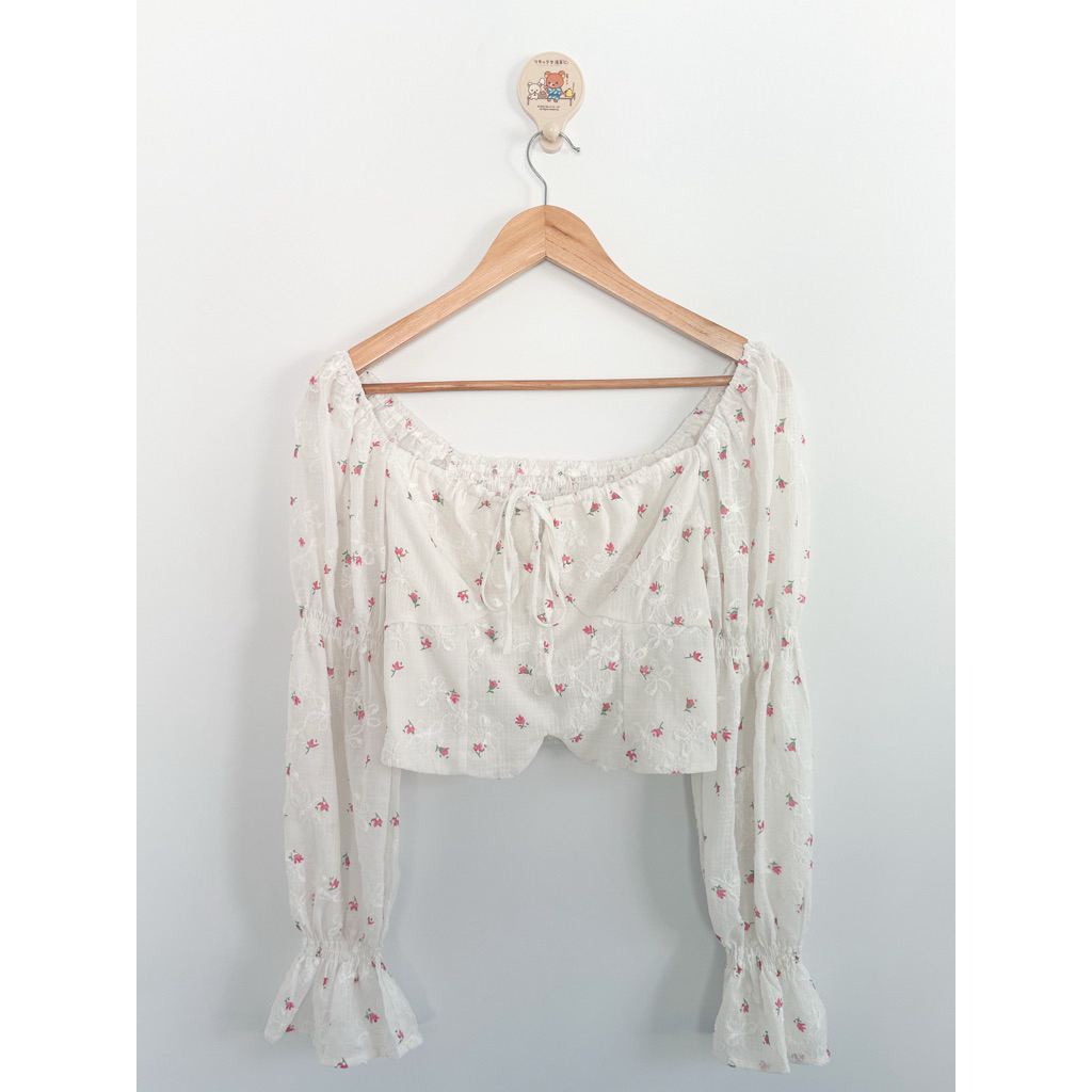 เสื้อแฟชั่น สีขาวลายดอก Amanin | Shopee Thailand