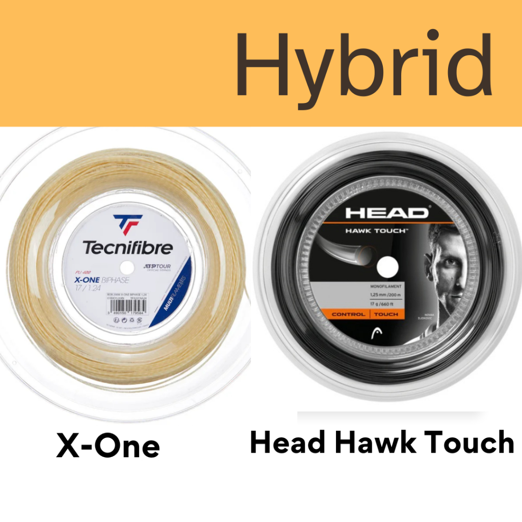 เอ็นเทนนิสไฮบริด Tecnifibre X-One Biphase / Head Hawk Touch (ตัดแบ่ง ...