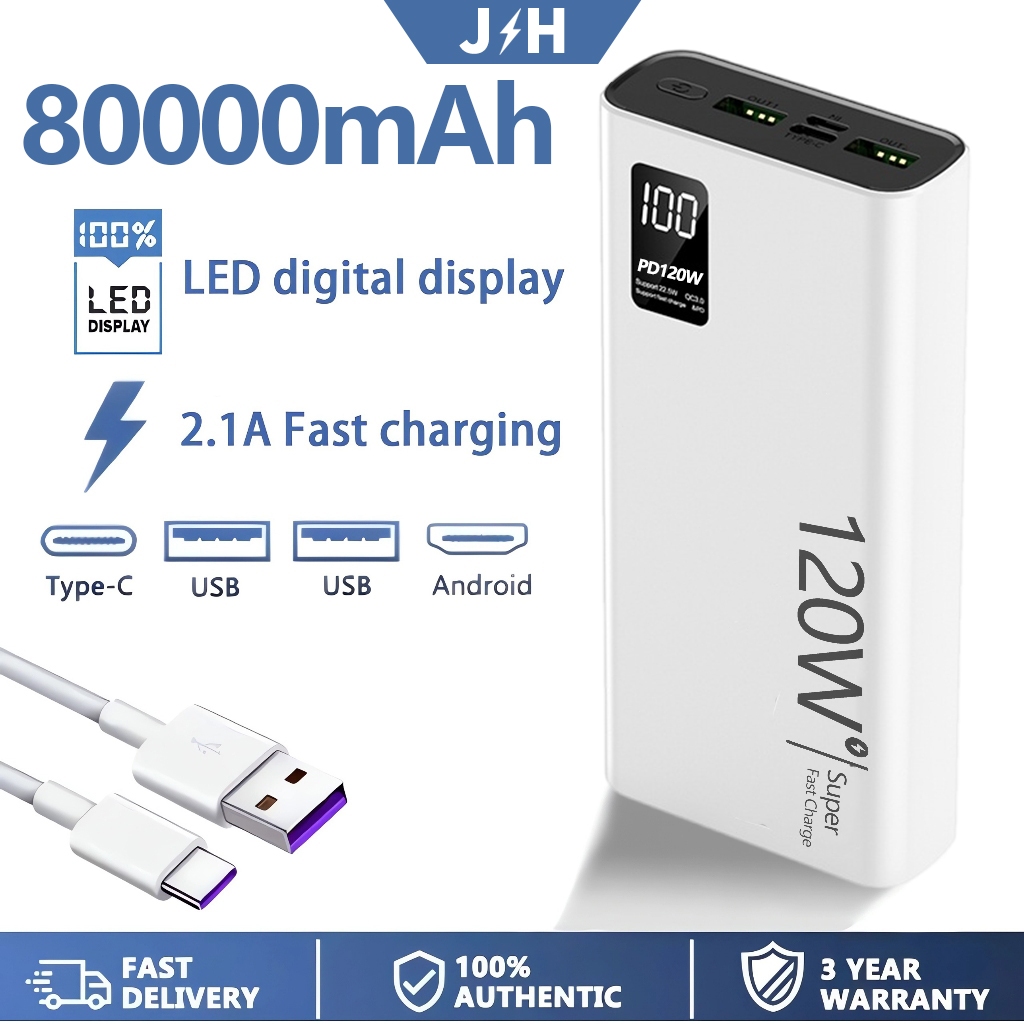แบตเตอรี่สำรอง Power Bank Fast Charge LED Display พาวเวอร์แบงค์ 80000 ...