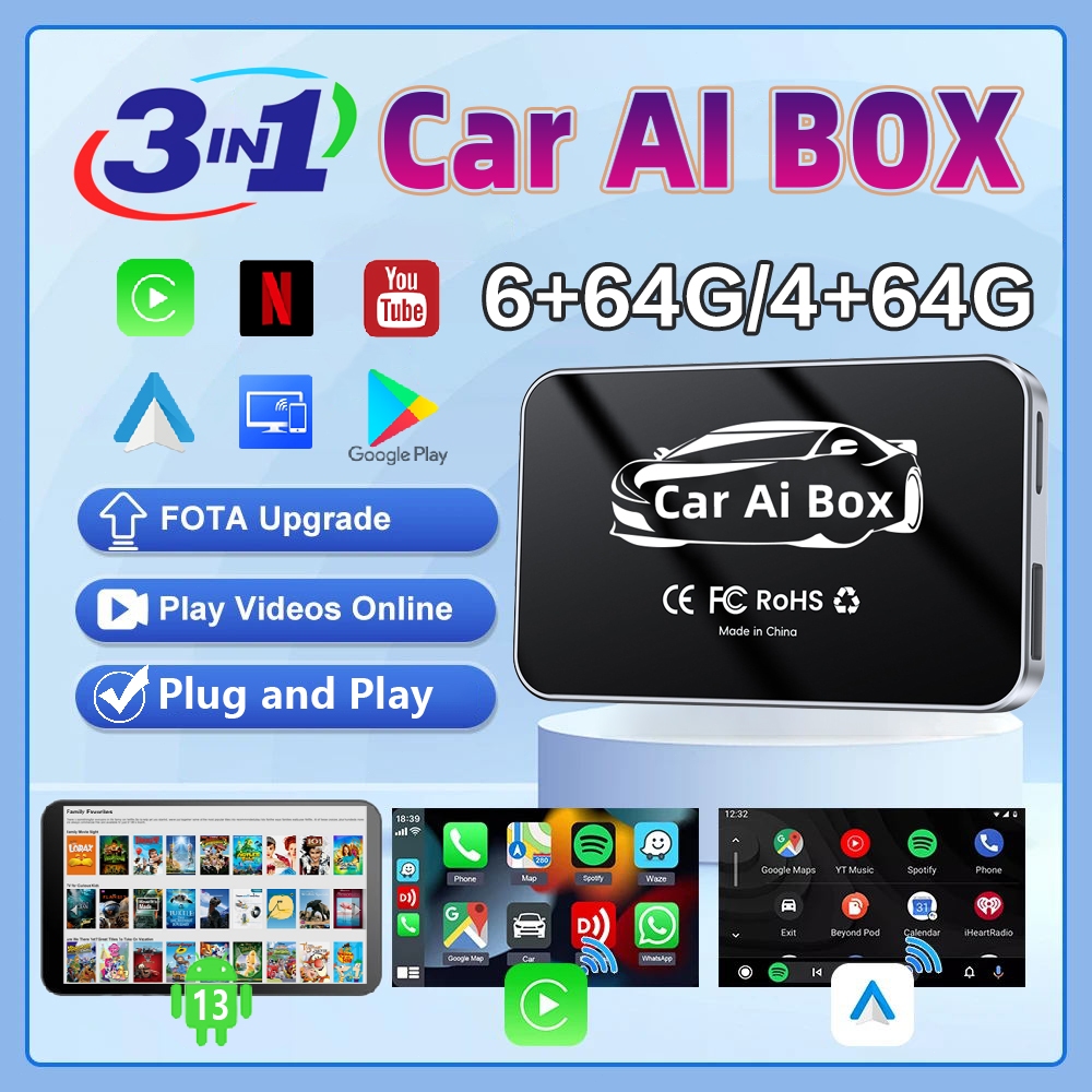 Car ai box 6+64G Wireless CarPlay AI Box Carplay อะแดปเตอร์กล่องทีวี ...