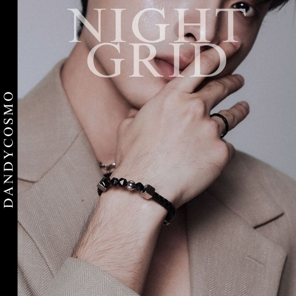 DANDY COSMO |กำไล สร้อยข้อมือ ผู้ชาย รุ่น Leather Night Grid หนังแท้ ...