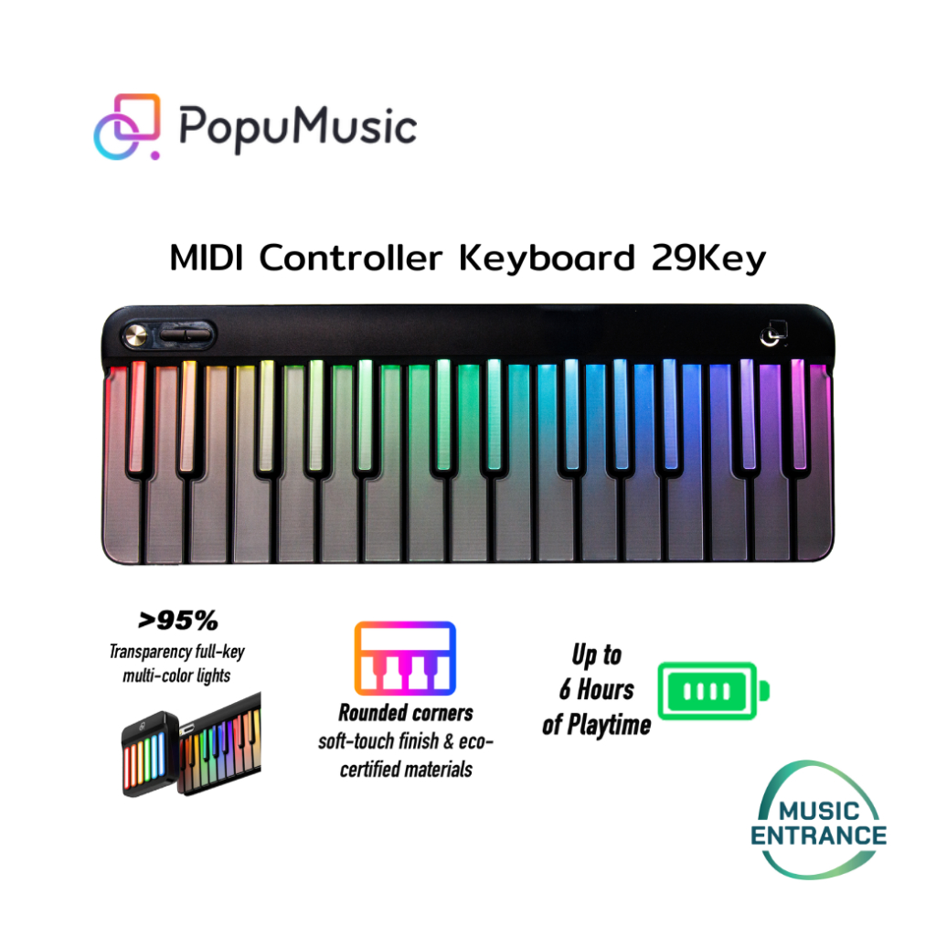 Popupiano Smart MIDI Controller Keyboard Piano 29 Key Black เปียโน ...