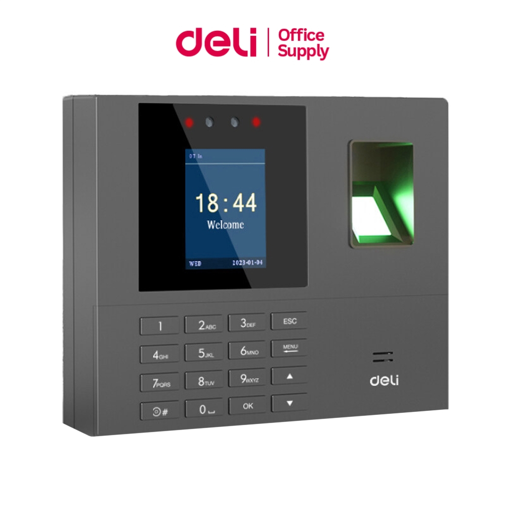 Deli เครื่องสแกนลายนิ้วมือ เครื่องสแกนใบหน้า บันทึกเวลาเข้างาน จุข้อมูล ...