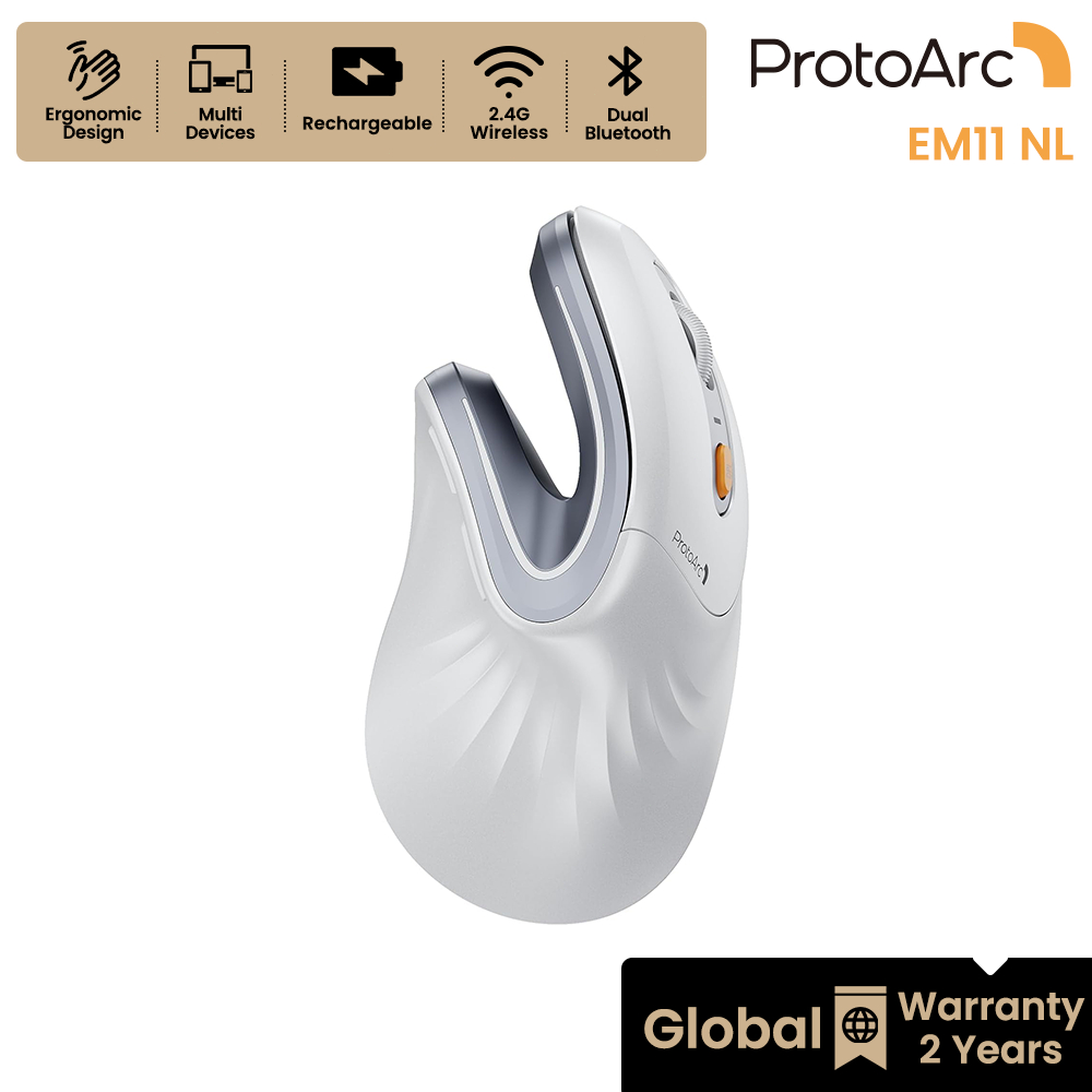 ProtoArc EM11 NL เมาส์แนวตั้ง Ergonomic เพื่อสุขภาพ ไร้สาย บลูทูธ 2 ...