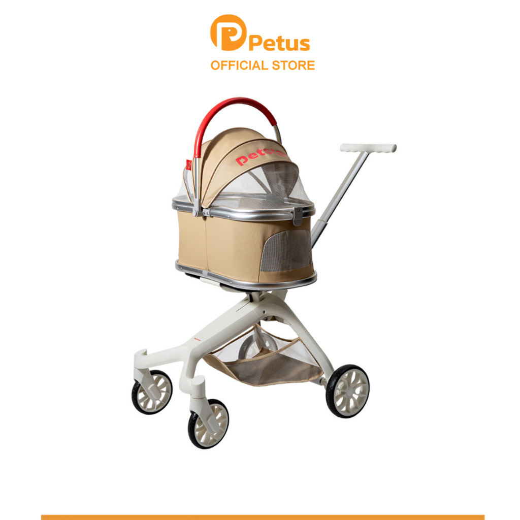 Petus รถเข็นสัตว์เลี้ยง รถเข็นสัตว์เลี้ยงพับ Pet stroller ล้อหมุน 360 ...
