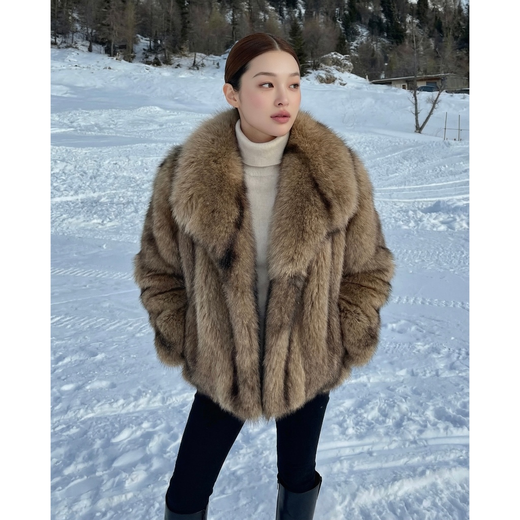 LUXE FUR (BROWN GRADIENT) เฟอร์สีน้ำตาลไล่สีตัดสลับดำ ทำให้มีลูกเล่น ...