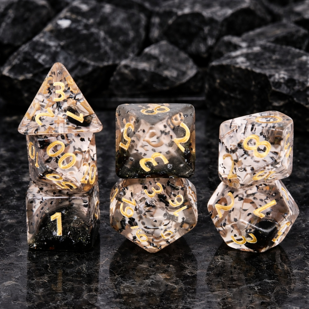 Crystal Obsidian Dice Set of 7 | ลูกเต๋า Dice For DnD D&D MTG RPG TRPG ...