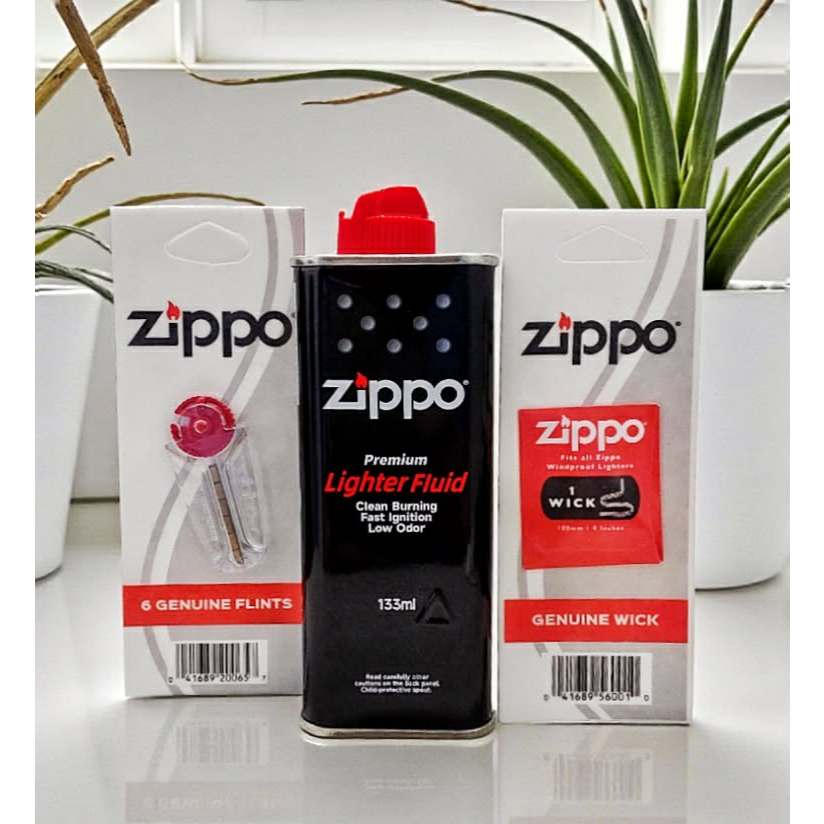น้ำมันไฟแช็ค Zippo ของแท้ Made in USA Zippo Lighter Fluid 133 ml +ถ่าน ...