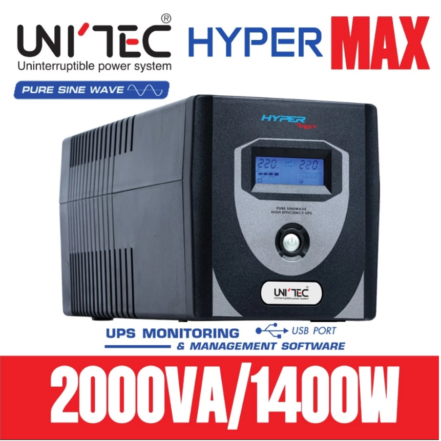 UPS Hyper Max 2000VA/1400W UNITEC PURE SINE WAVE Line interactive with stabilizer 2Y Warranty ...