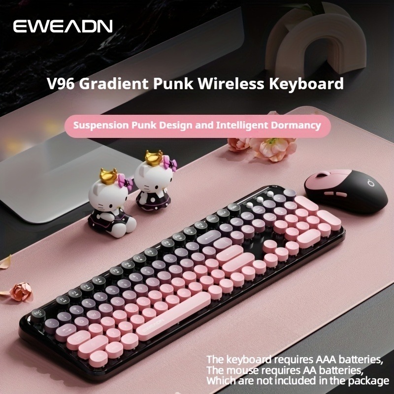 EWEADN V96 แบบไร้สายและบลูทู ธ คีย์บอร์ดและเมาส์แบบไร้สายที่เงียบสงบ ComboSet น่ารัก For PC ...