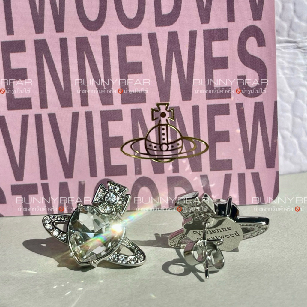 (V2)ต่างหู VIVi€n หัวใจ แป้นโลโก้แบรนด์ งานHIEND ปั้มชื่อแบรนด์ด้านหลัง ...
