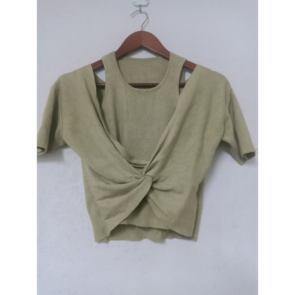 เสื้อไหมพรมผ้าเนียนนุ่มสีเขียวมะนาว/MURUA/F | Shopee Thailand