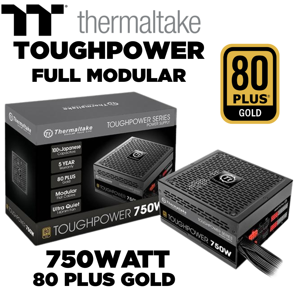 POWER SUPPLY (อุปกรณ์จ่ายไฟ) THERMALTAKE TOUGHPOWER 750W 80 PLUS GOLD ...