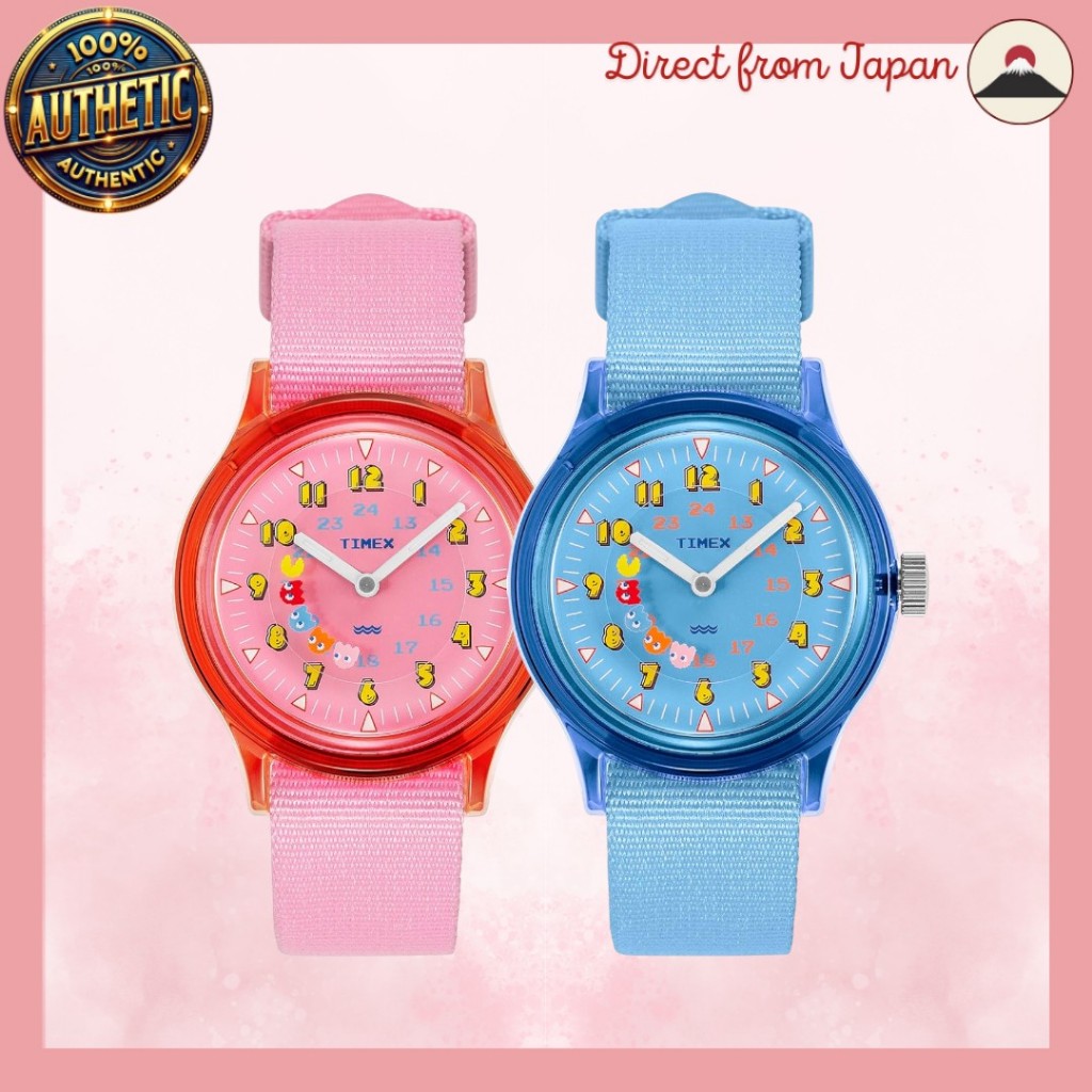 Unisex TIMEX PAC-MAN Camper Quartz Watch with Light Blue or Pink Dial ...
