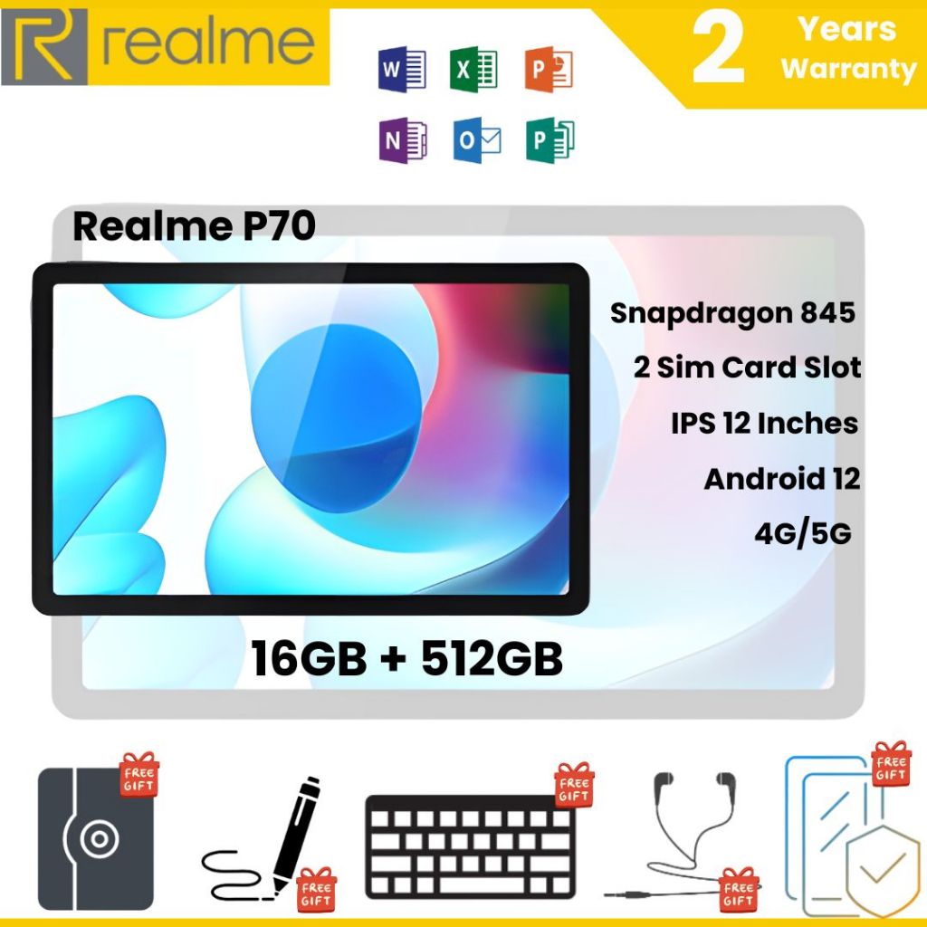 [คูปองฟรี] Realme Pad P70 แท็บเล็ต 12 นิ้ว Android 12.0 16GB RAM ...
