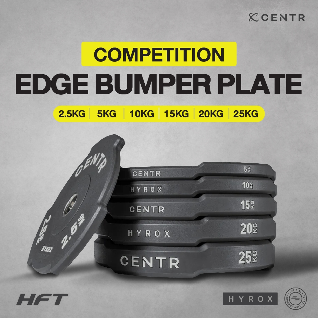 แผ่นน้ำหนัก EDGE Bumper Plate 2.5-25 kg Centr x Hyrox สำหรับฝึก Hyrox ...
