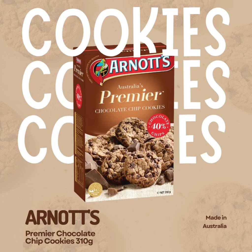 BBE 04/2026 คุกกี้ช็อกโกแลตชิพ Arnotts Premier Chocolate Chip Cookies ...