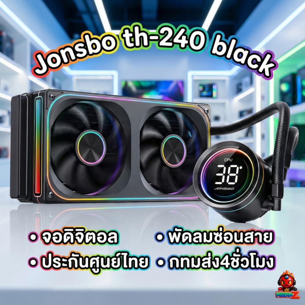 ส่งทันที Jonsbo th-240 black ชุดน้ำ+จอบอกอุณหภูมิดิจิทัล 2ตอน สีดำ ...