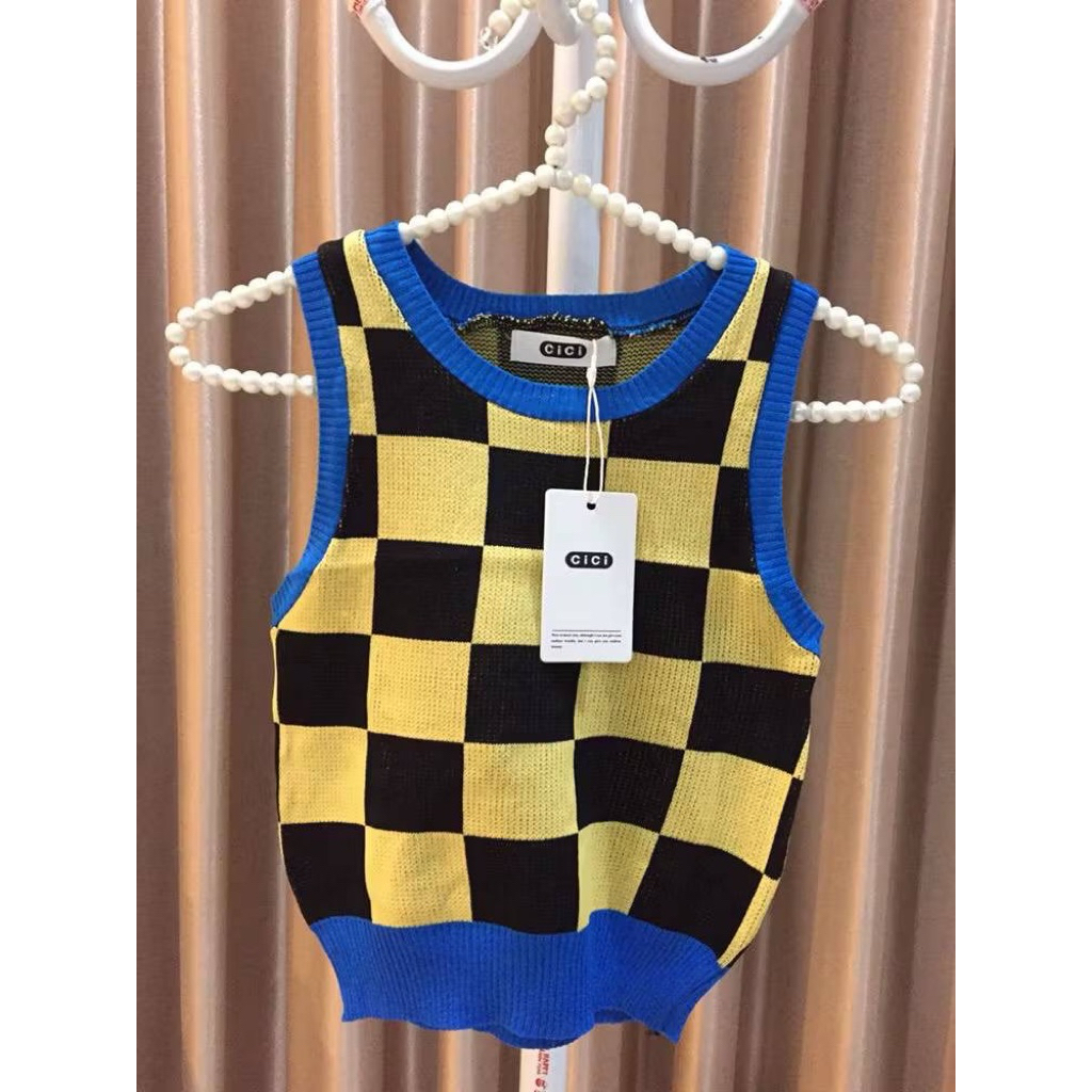 [CiCi] มือ1 เสื้อแขนกุดไหมพรมทรงครอป (อก28-36“) | Shopee Thailand