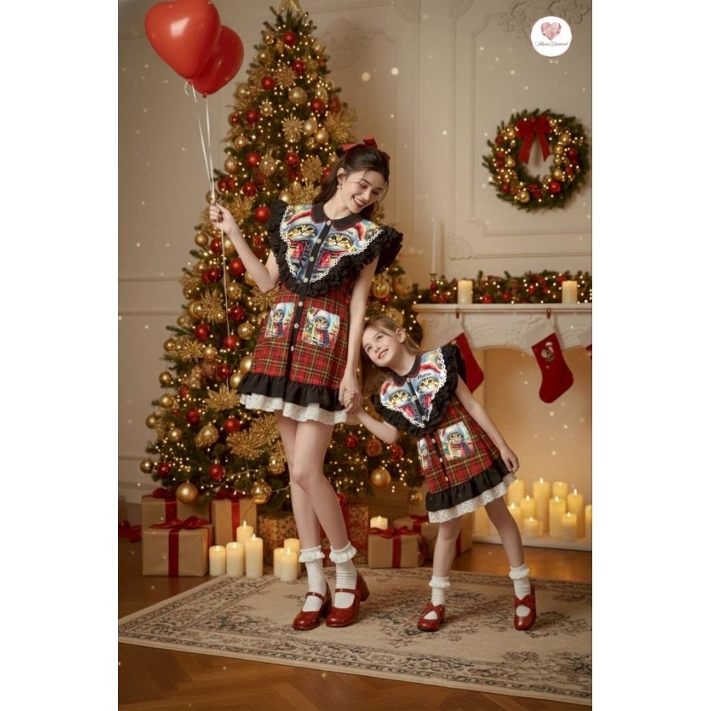 ชุดคู่แม่ลูกสาวคริสมาสต์ Maria Daimond M L ป้ายห้อย | Shopee Thailand