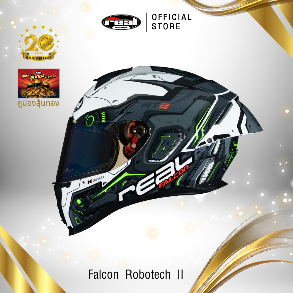 Real Helmets - หมวกกันน็อคเต็มใบ หมวกกันน็อค Falcon Robotech 2 | Shopee ...
