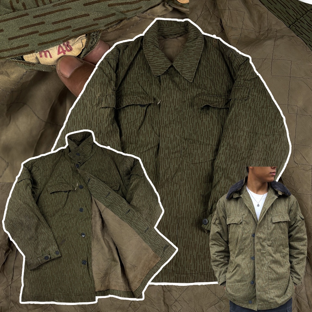 แจ็คเก็ตวินเทจ1980 East German Army NVA M56 Raindrop Camo Winter Field ...