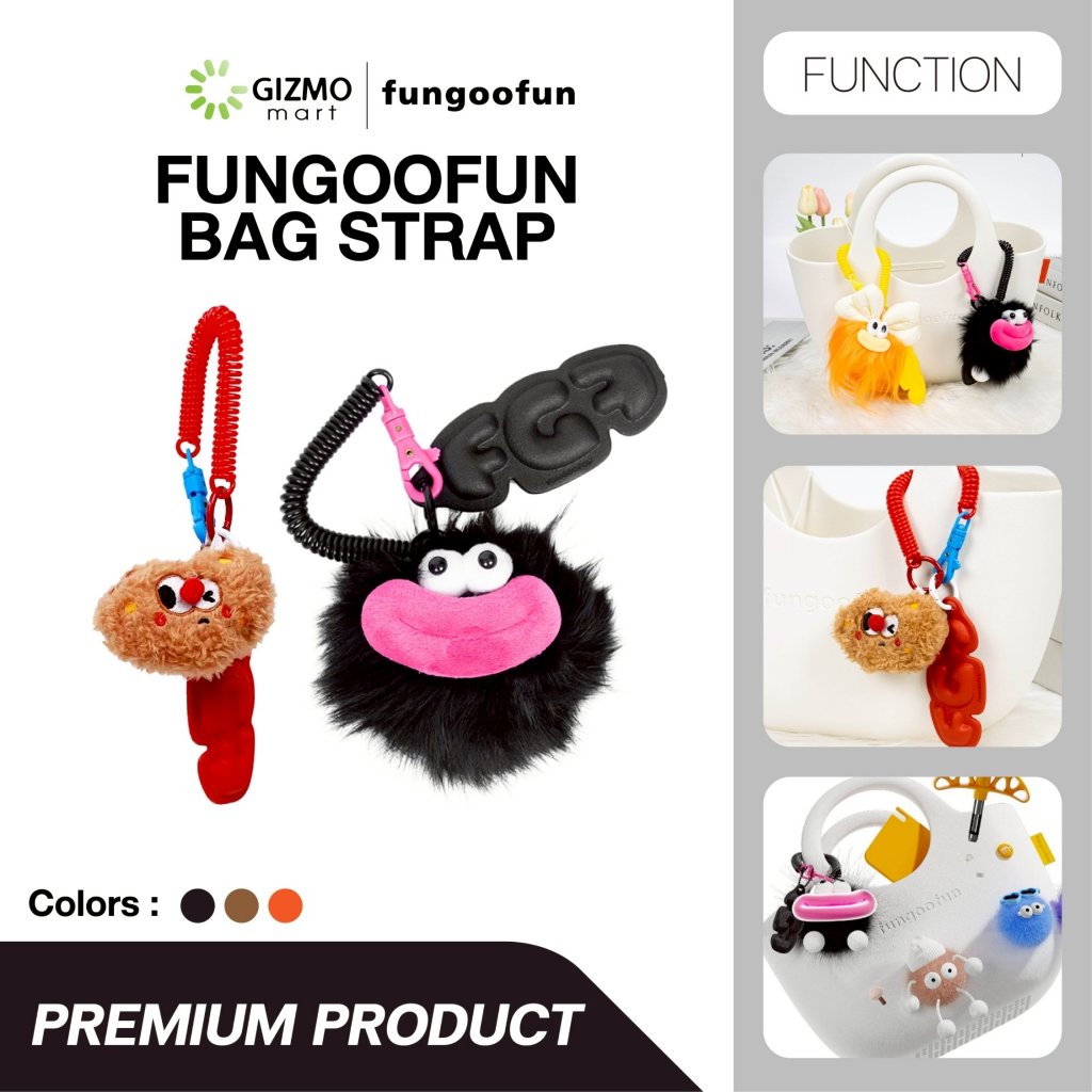 FUNGOOFUN พวงกุญแจตุ๊กตาขนฟู สายคล้องกระเป๋า ยืดหยุ่นสูง สีดำ สีแดง สี ...